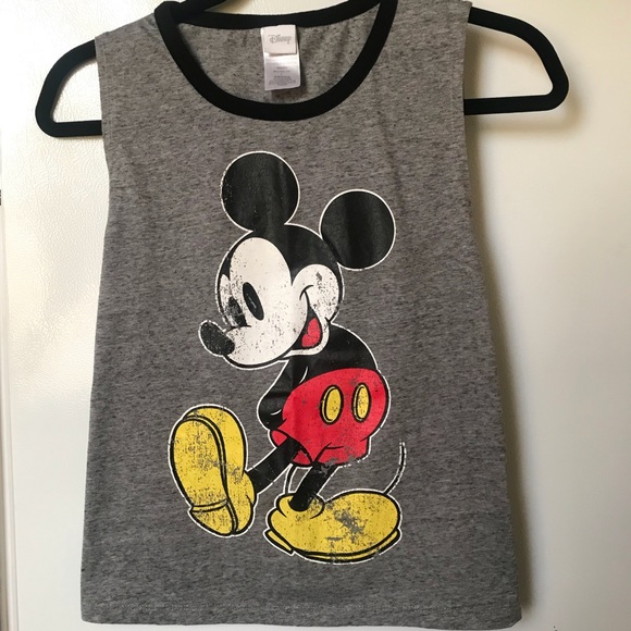 Disney | Tops | Disney Mickey Mouse Tank Grey With Black Trim | Poshmark